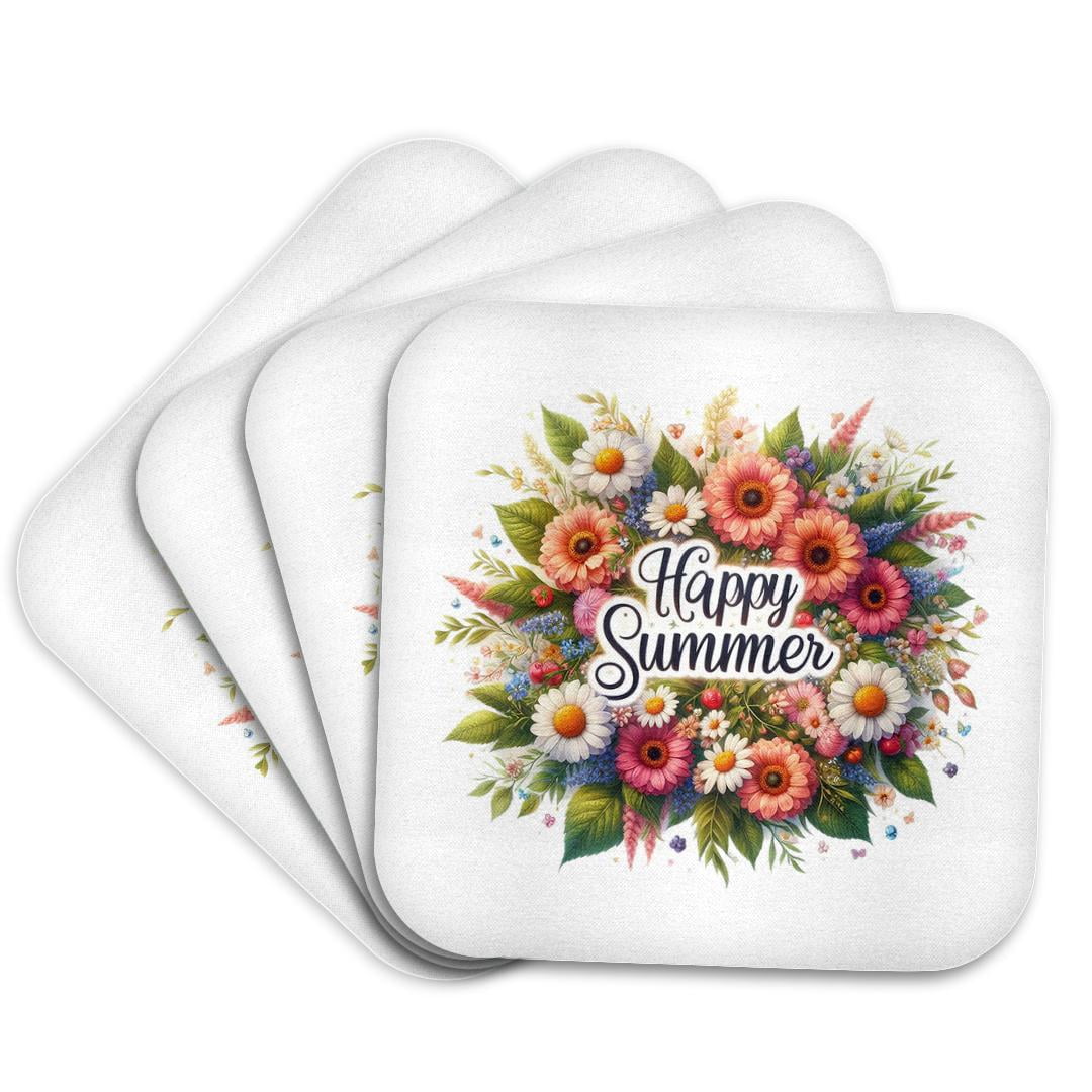 3drose, Happy Summer Text and a Bunch of Flowers. Positive, Elegant Art ...