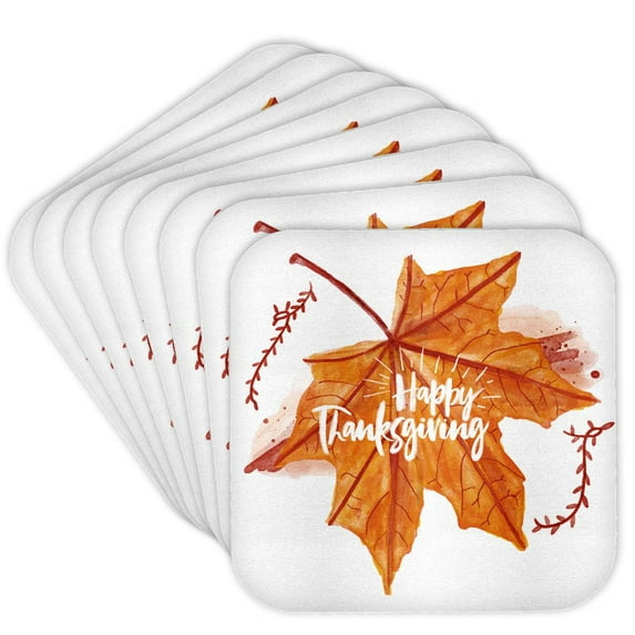 3drose, Happy Thanksgiving Lovely Orange Leaf with Text, Set of 8 ...