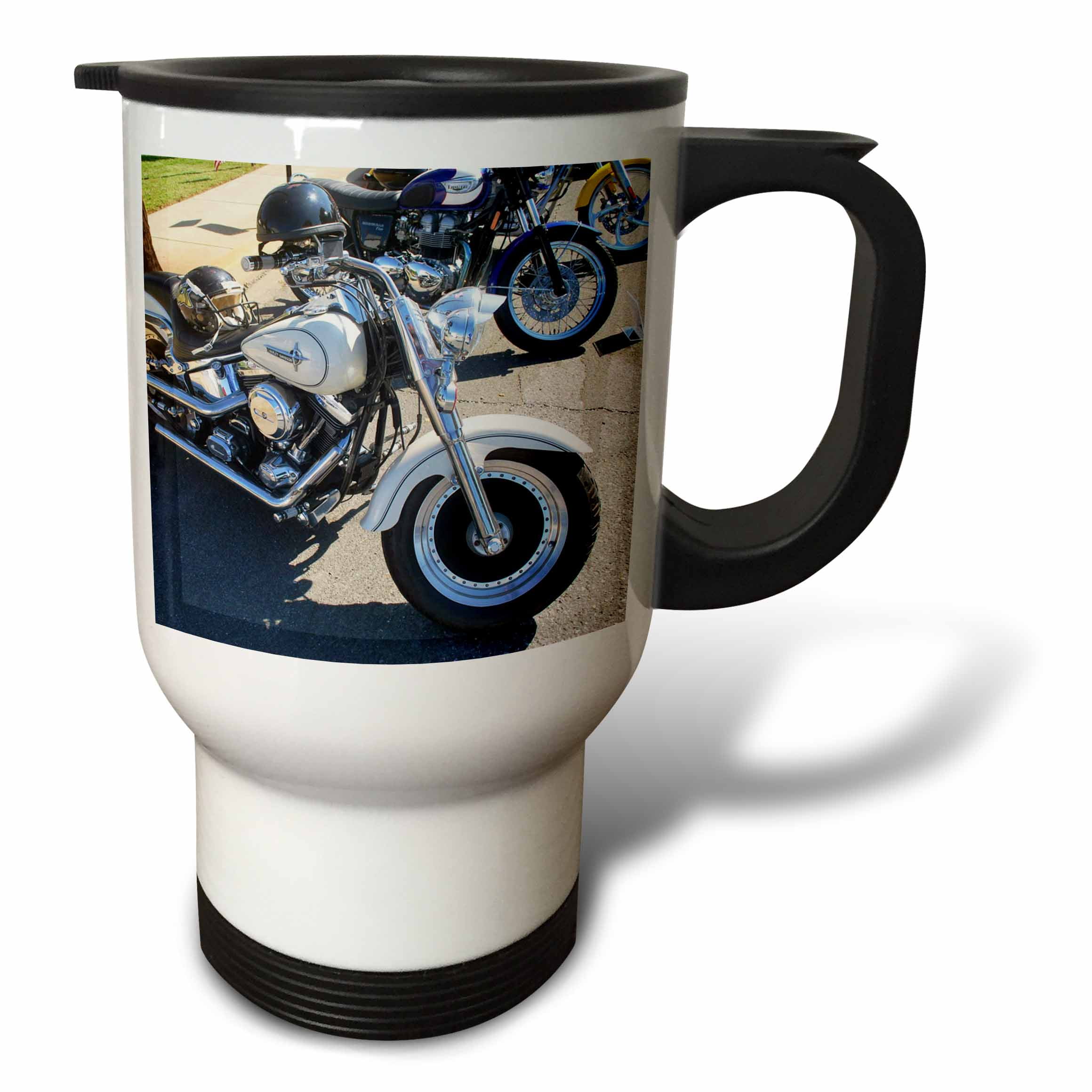 3drose, Harley Motorcycle® in Front, 14oz Stainless Steel Travel Mug ...