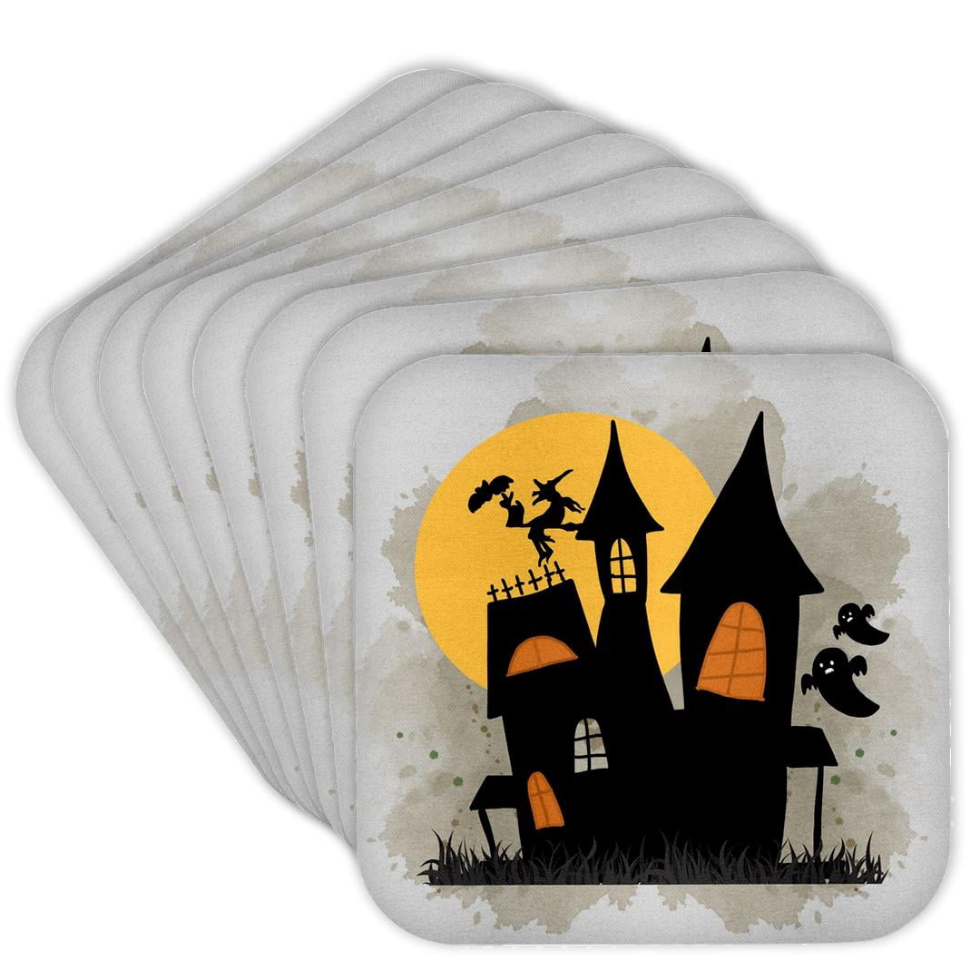 3drose, Haunted Mansion with Ghosts and a Flying Witch, Set of 8 ...