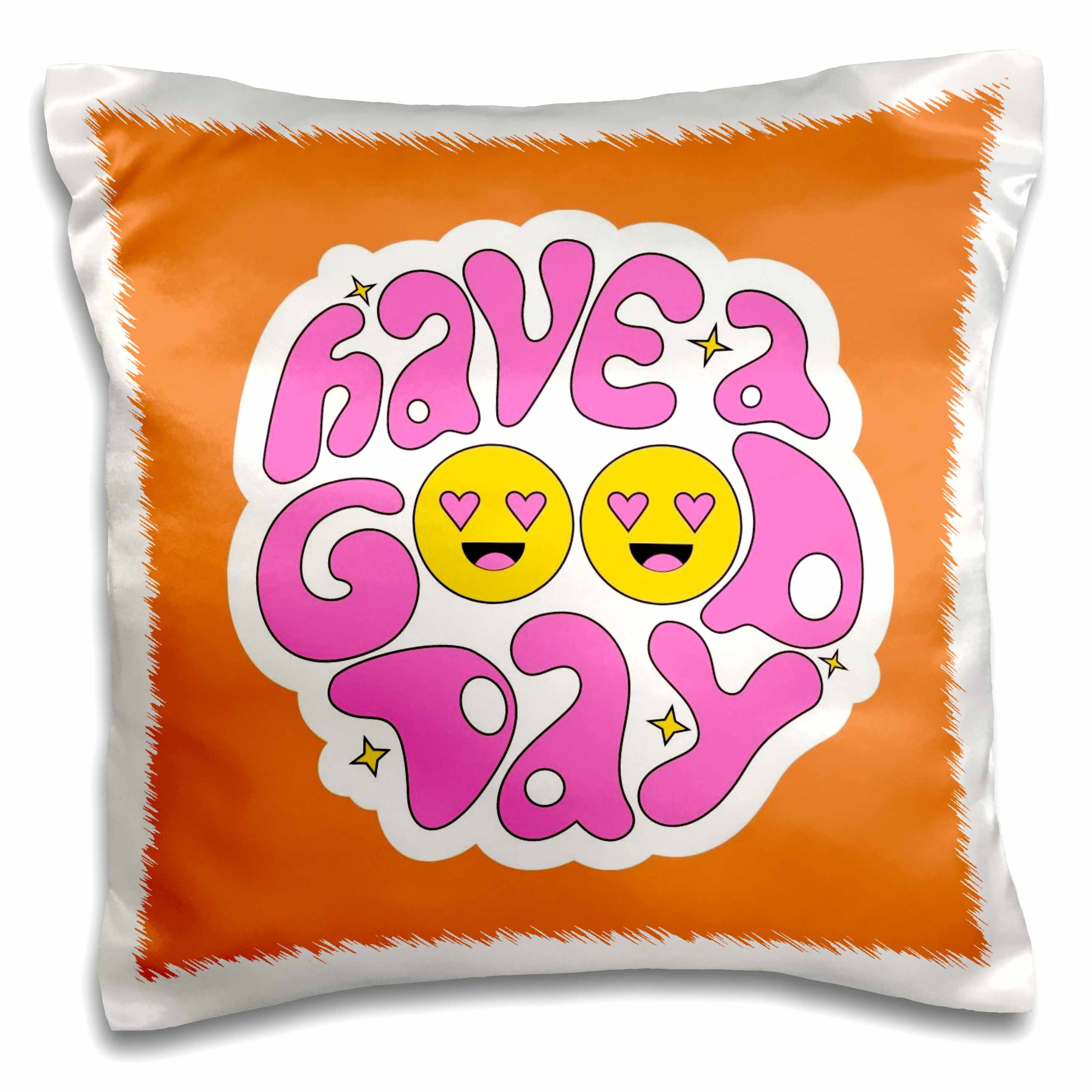 3drose, Have a Good Day Emoji Heart Eyes Room Decor, 16x16 inch Pillow ...