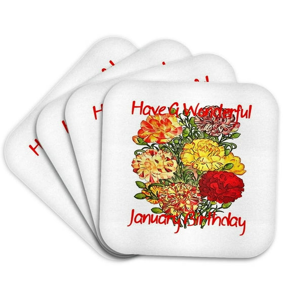 3drose, Have a Wonderful January Birthday Greeting Red Text, Set of 4 ...