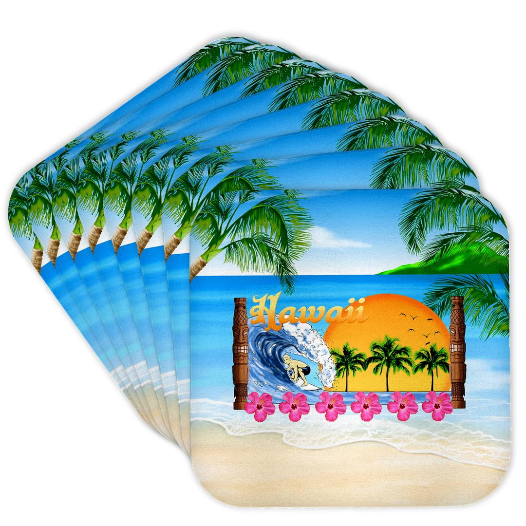 3drose, Hawaii North Shore Surfing Beach Vacation Design., Set of 8 ...