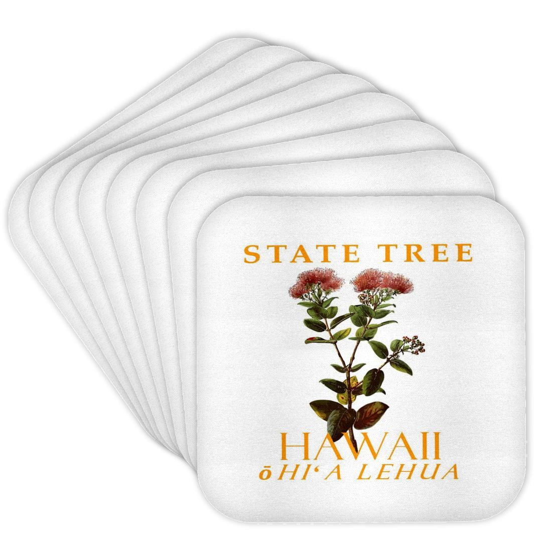 3drose, Hawaii Territory Endemic Tree Lehua Tree, Set of 8 Coasters ...