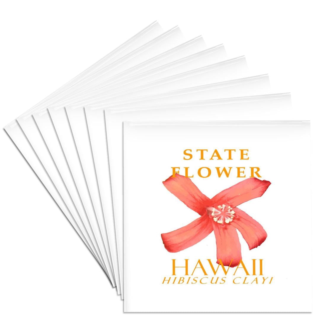 3drose, Hawaii Territory Flower the Hibiscus Clayi, Set of 8 Ceramic ...