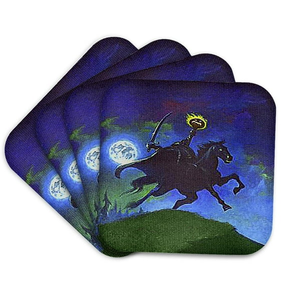 3drose, Headless Horseman Cartoon (textured), Set of 4 Coasters - Soft ...