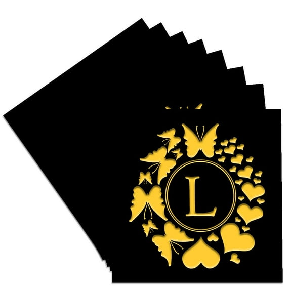 3drose, Hearts and Butterflies Monogram. Gold on Black. Attractive ...