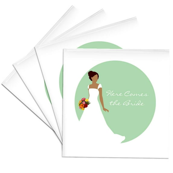 3drose, Here Comes the Bride - African American Bride Mint Green, Set ...