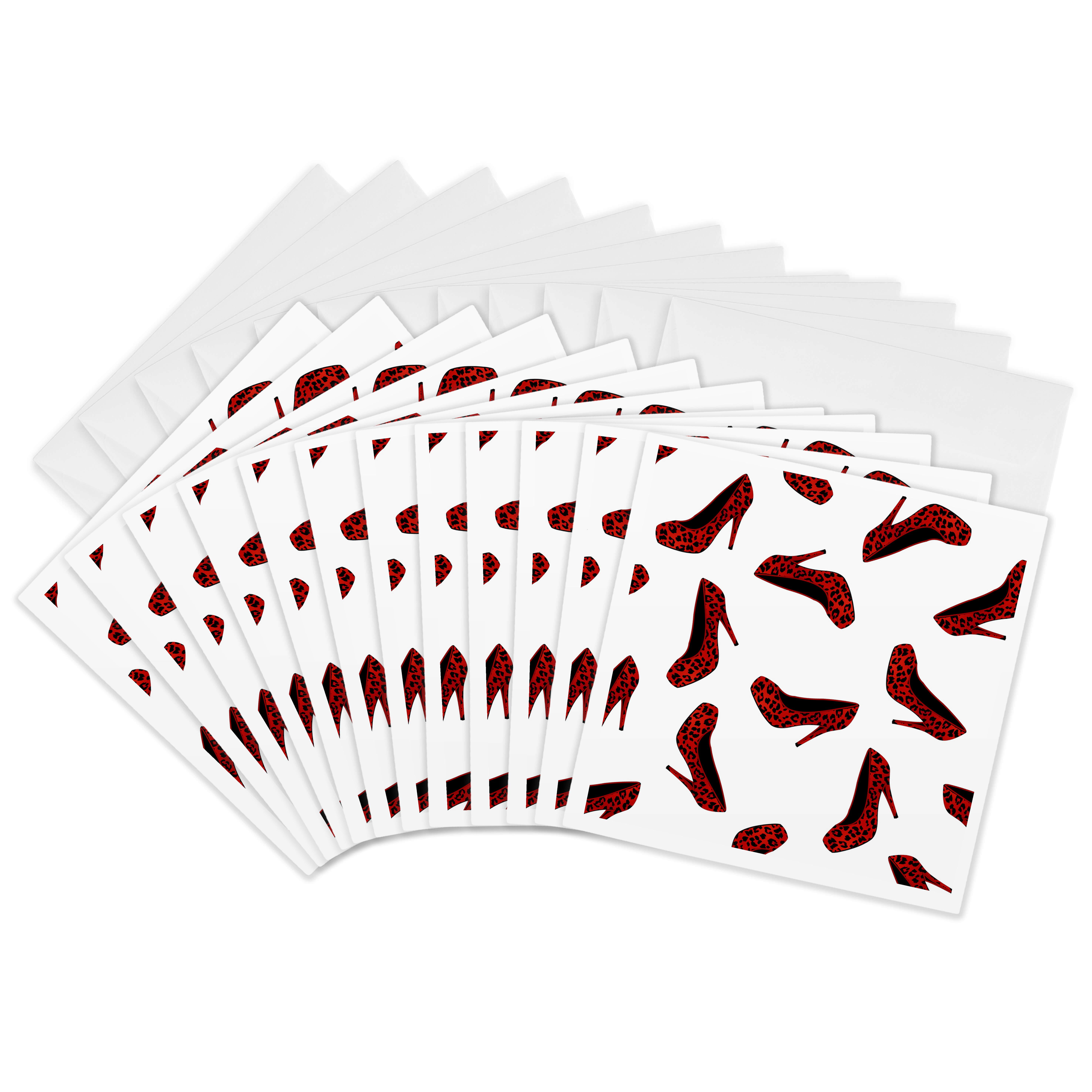 3drose, High Heel Shoes Print Red Cheetah, 12 Greeting Cards with ...