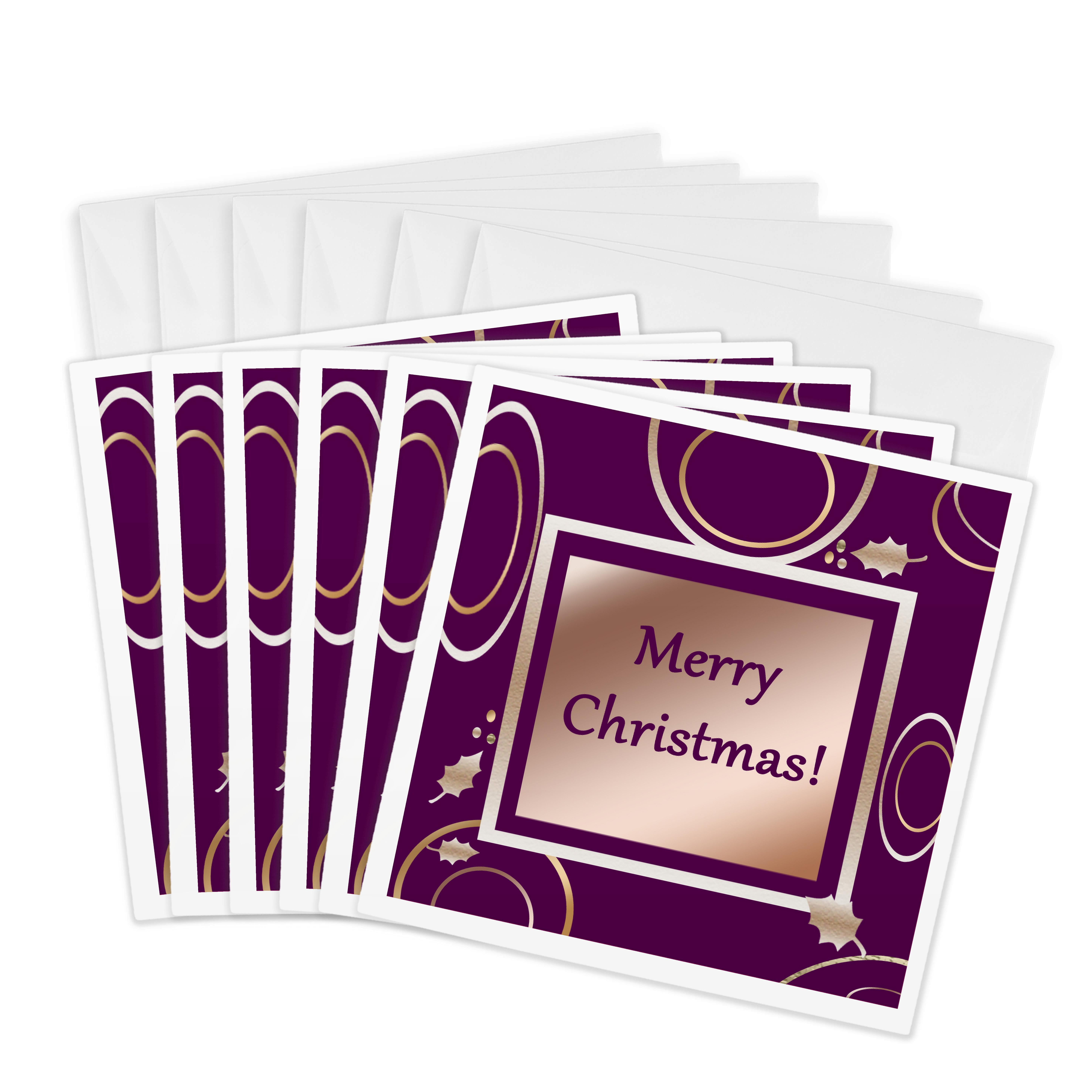 3drose, Holly Leaves, Merry Christmas, Purple, Gold and Copper, 6 ...