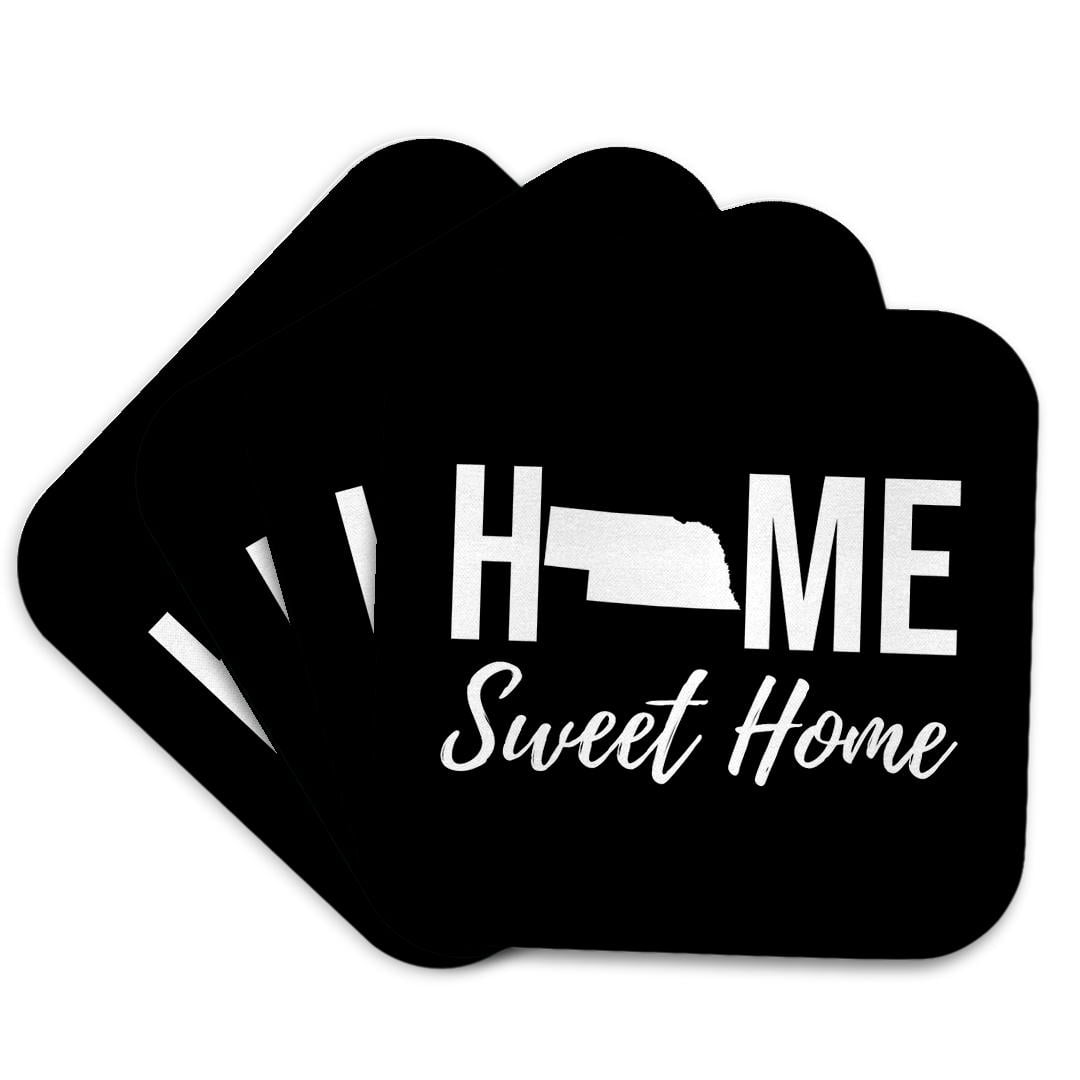 3drose, Home Sweet Home. Nebraska State. Black Background., Set of 4 ...