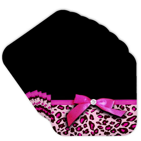 3drose, Hot Pink Leopard Animal Print with Glamorous Faux Ribbon Bow ...