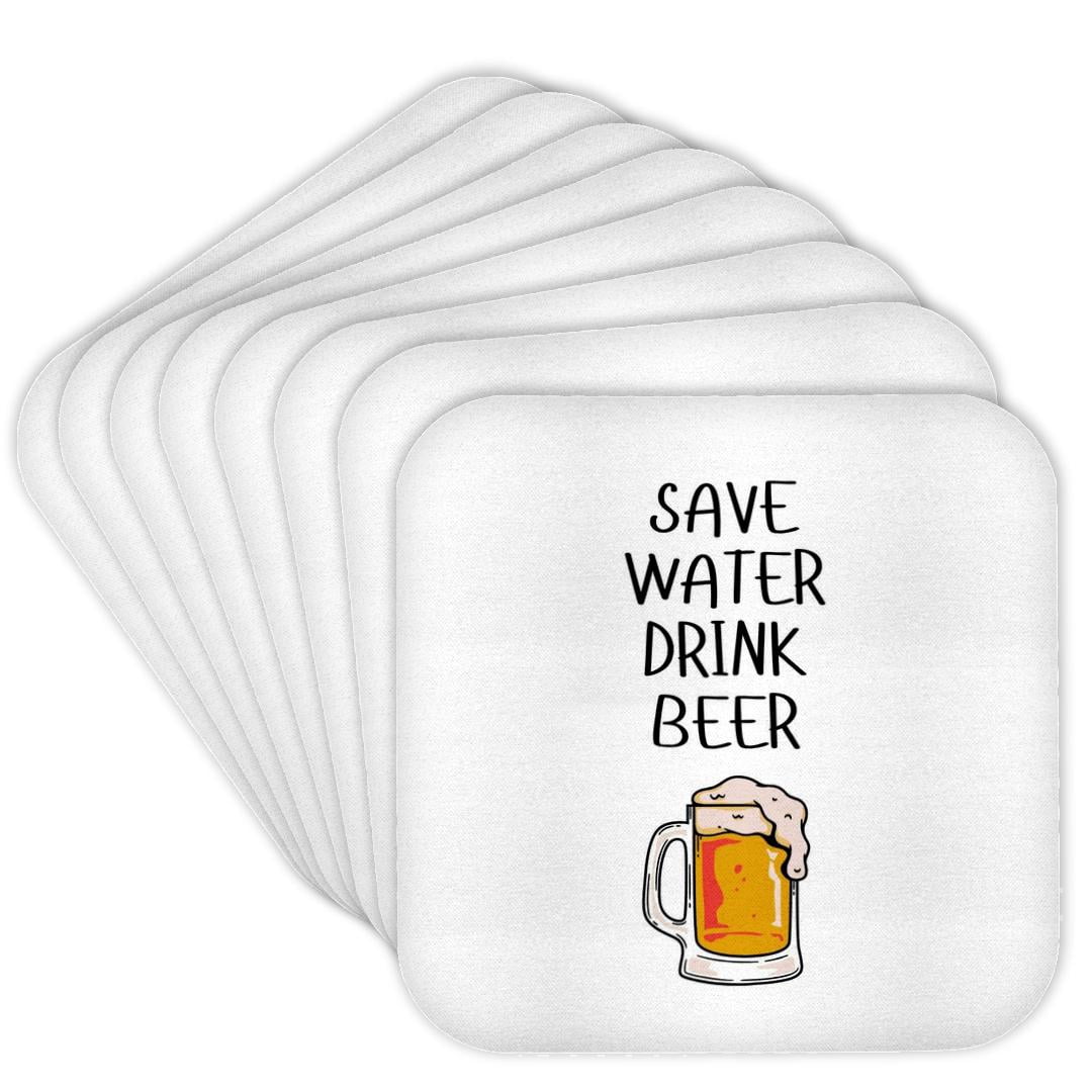 3drose, Humorous Save Water Drink Beer Typography Design, Set of 8 ...