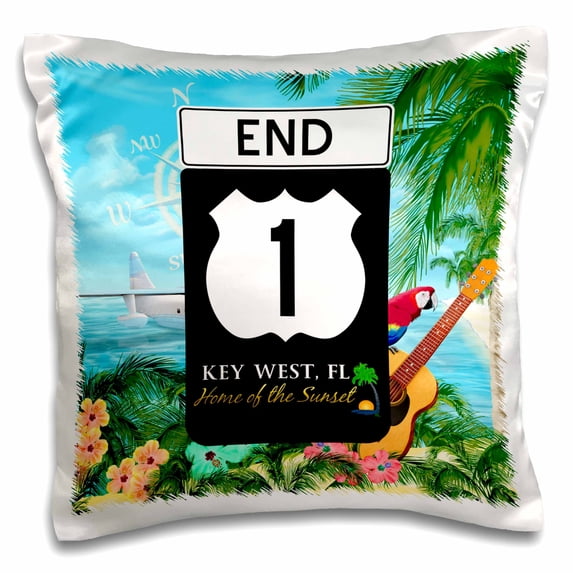 3drose, Hwy A1a Sign Key West Florida Beach Design., 16x16 inch Pillow ...