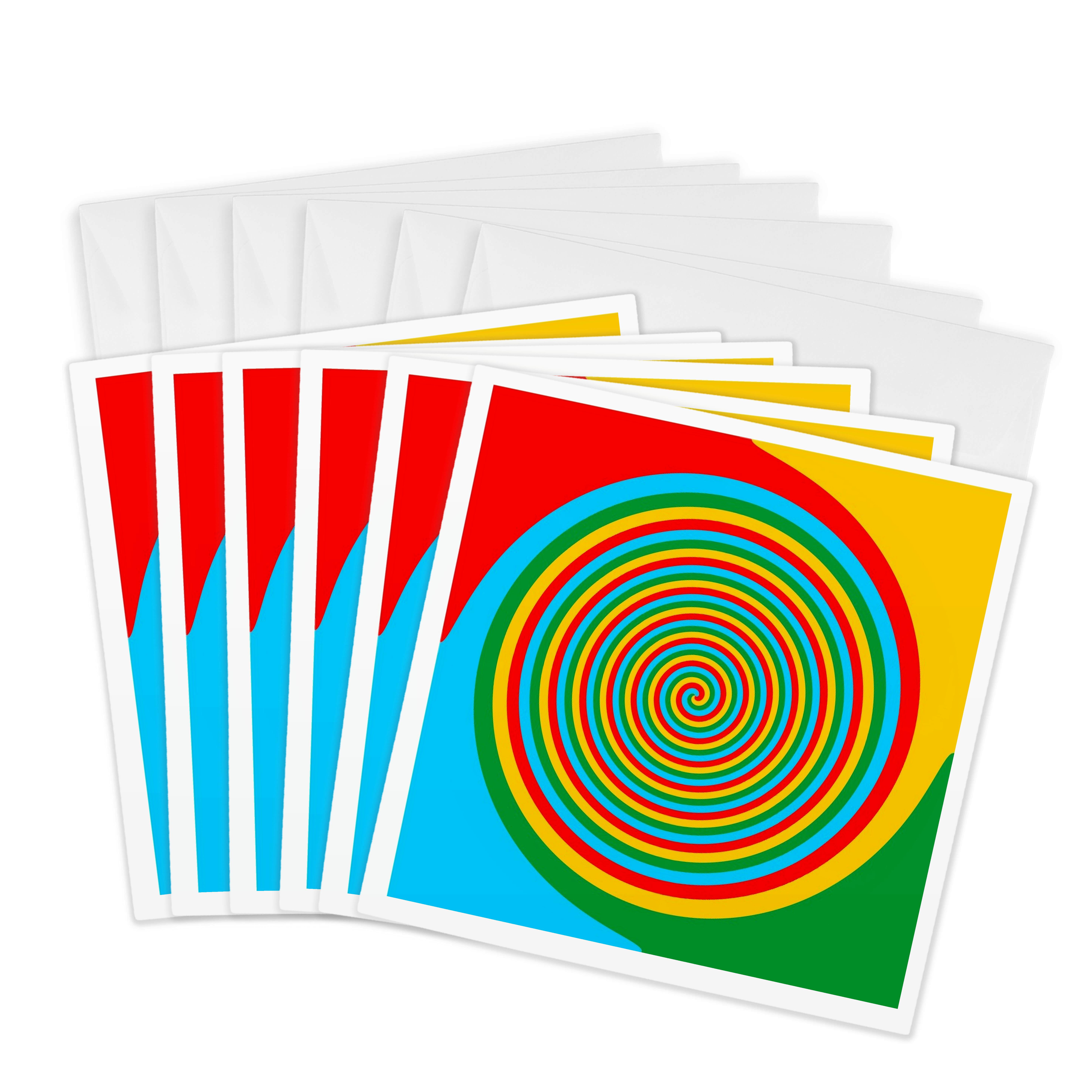 3drose, Hypnotic Abstract Spiral Design in Red Yellow Green and Blue, 6 ...