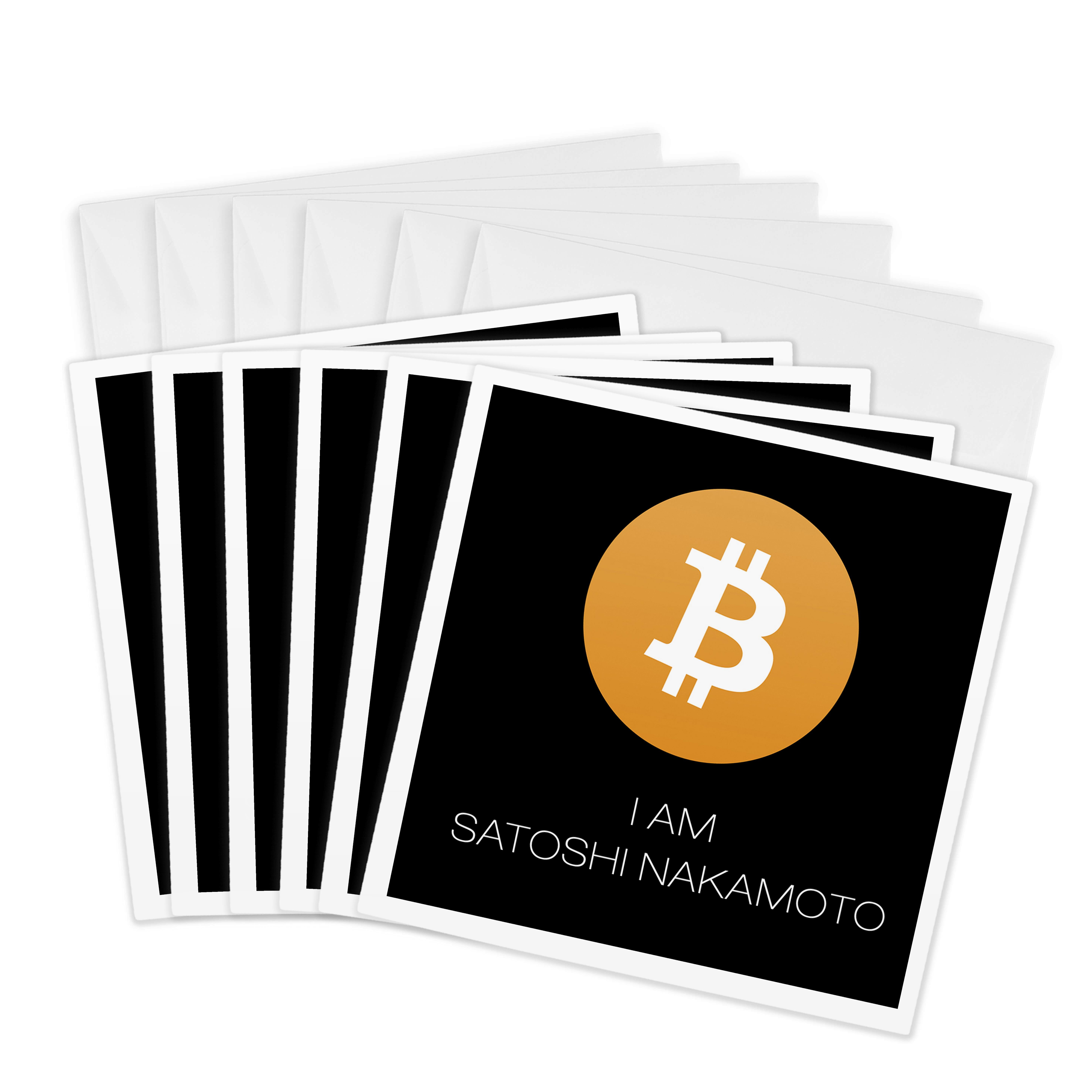 3drose, I Am Satoshi Nakamoto with Black and Orange Bitcoin, 6 Greeting ...