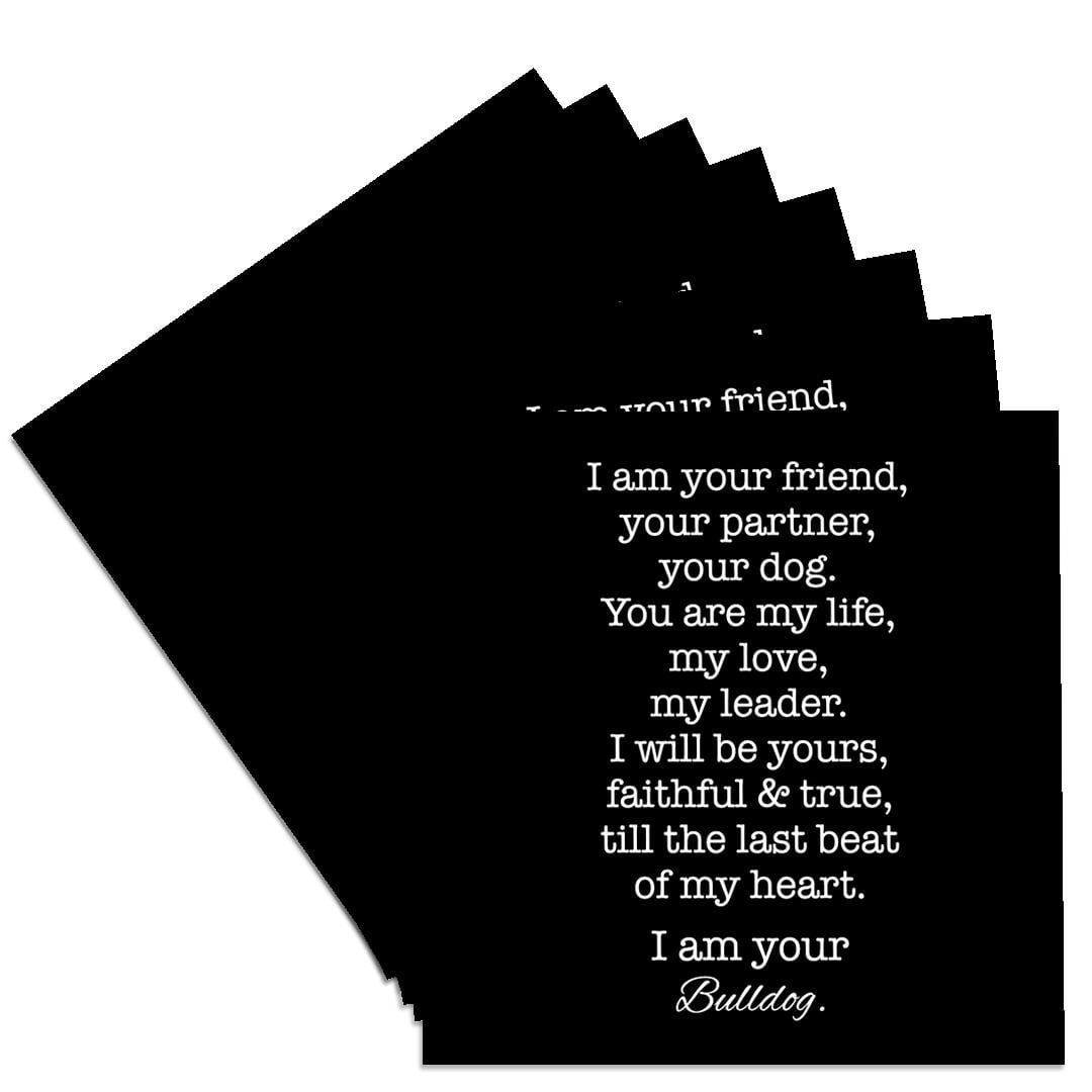3drose, I Am Your Bulldog Poem. White Letters on Black Background., Set ...