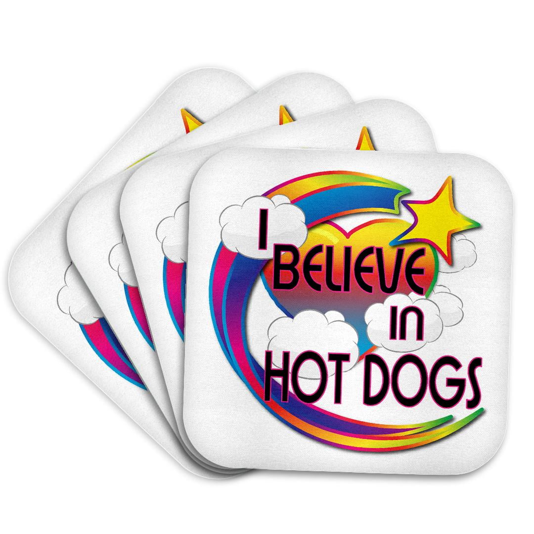 3drose, I Believe in Hot Dogs Cute Believer Design, Set of 4 Coasters ...