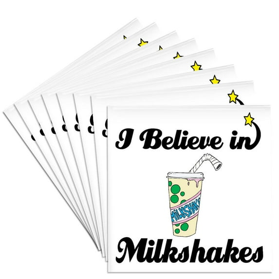 3drose, I Believe in Milkshakes, Set of 8 Ceramic Tile Coasters ...