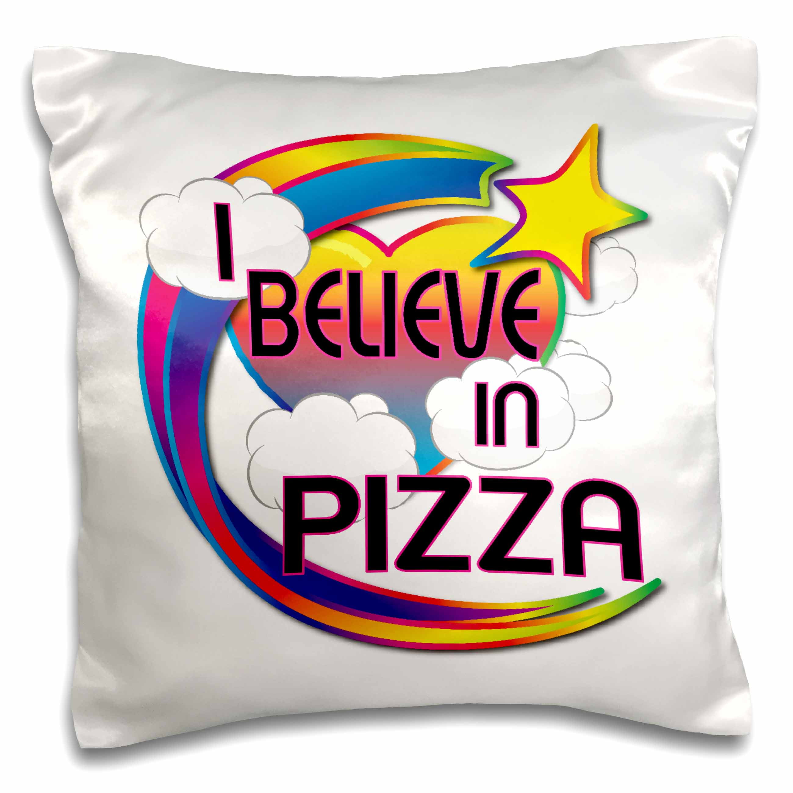 3drose, I Believe in Pizza Cute Believer Design, 16x16 inch Pillow Case ...