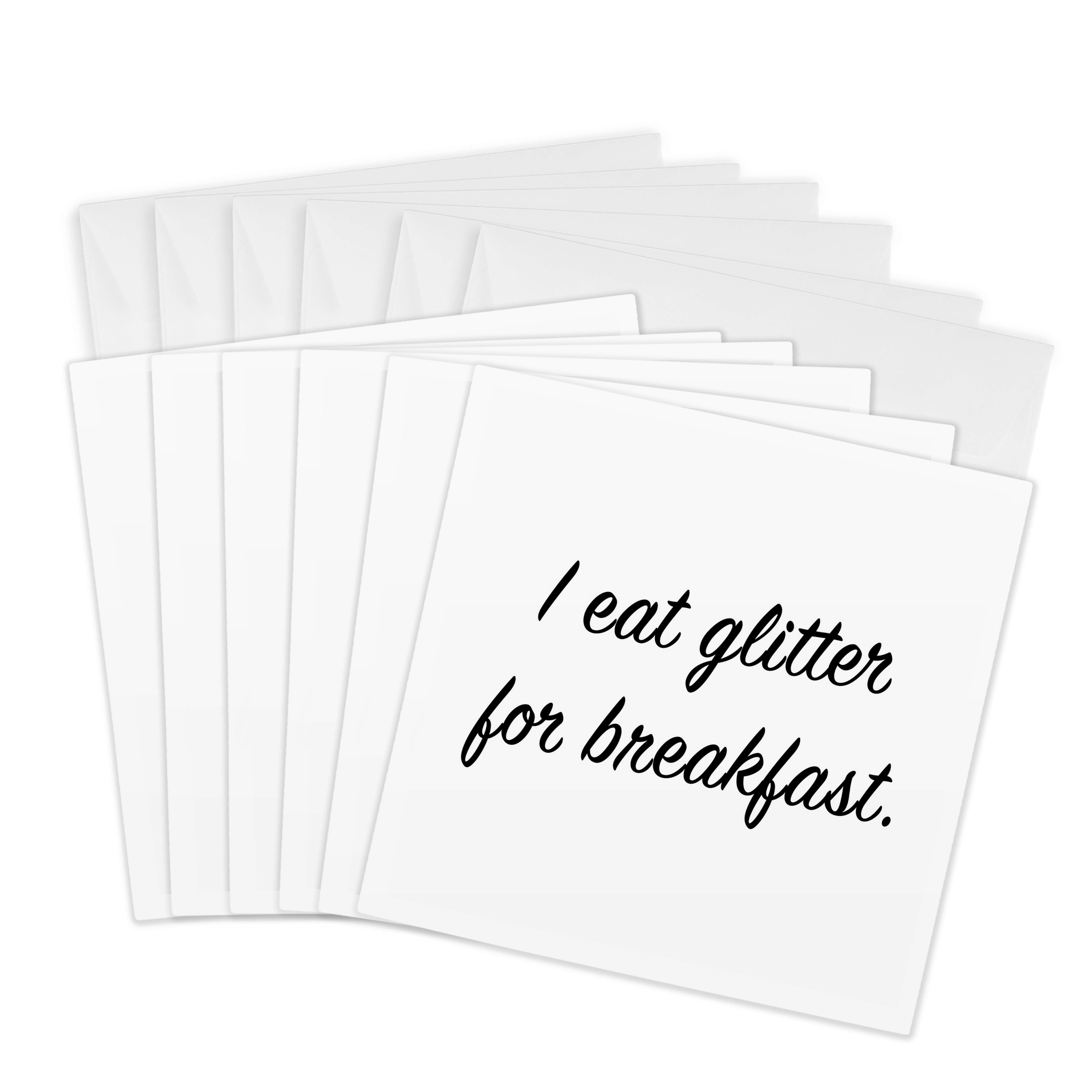 3drose, I Eat Glitter for Breakfast, 6 Greeting Cards with Envelopes ...