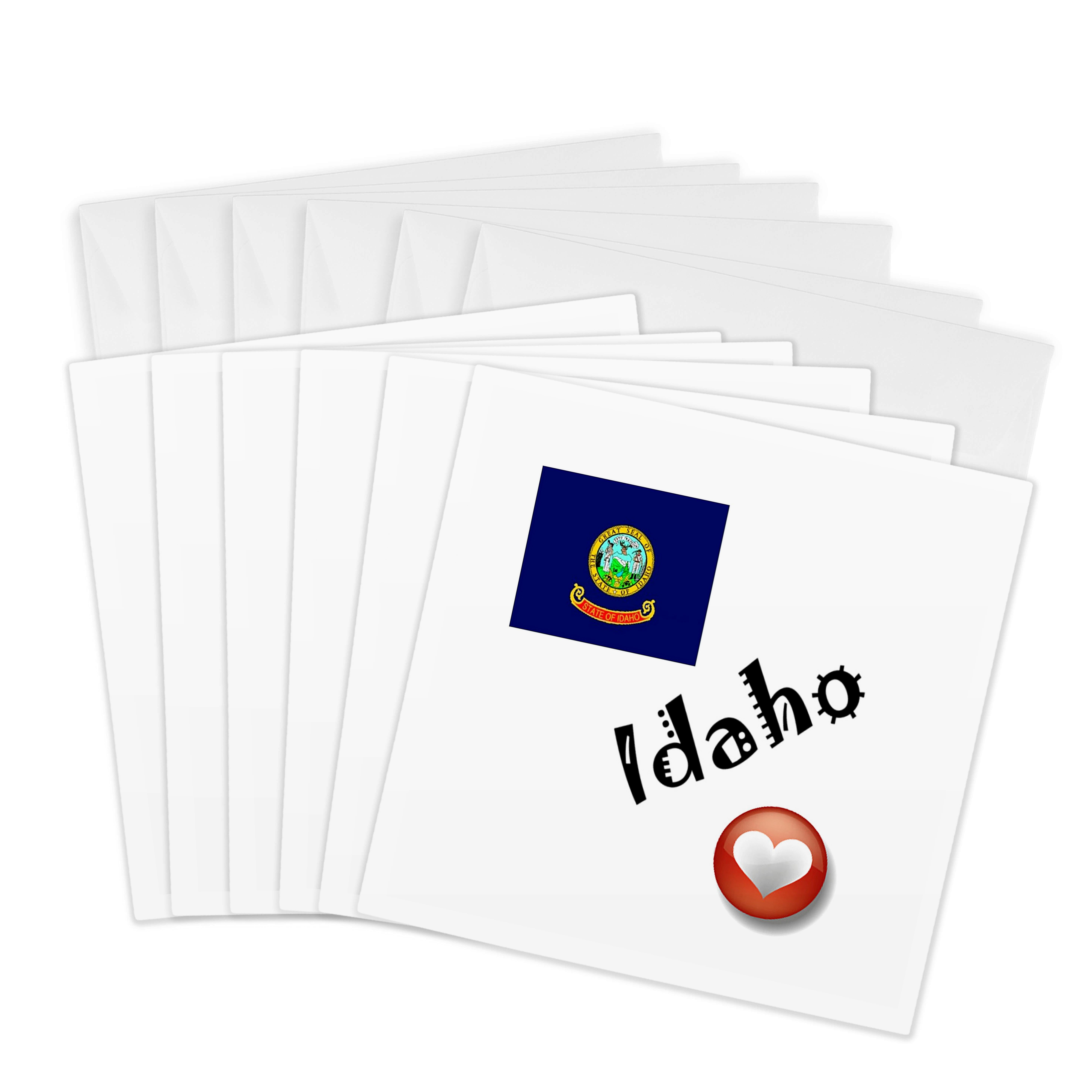 3drose, I Love Idaho, 6 Greeting Cards with Envelopes - Walmart.com