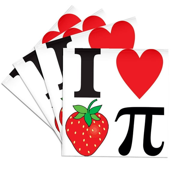 3drose, I Love Strawberry Pie with Red Heart and Symbol for Pi, Set of ...