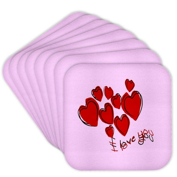 3drose, I Love You Valentine Hearts with Greeting on Pink Background ...