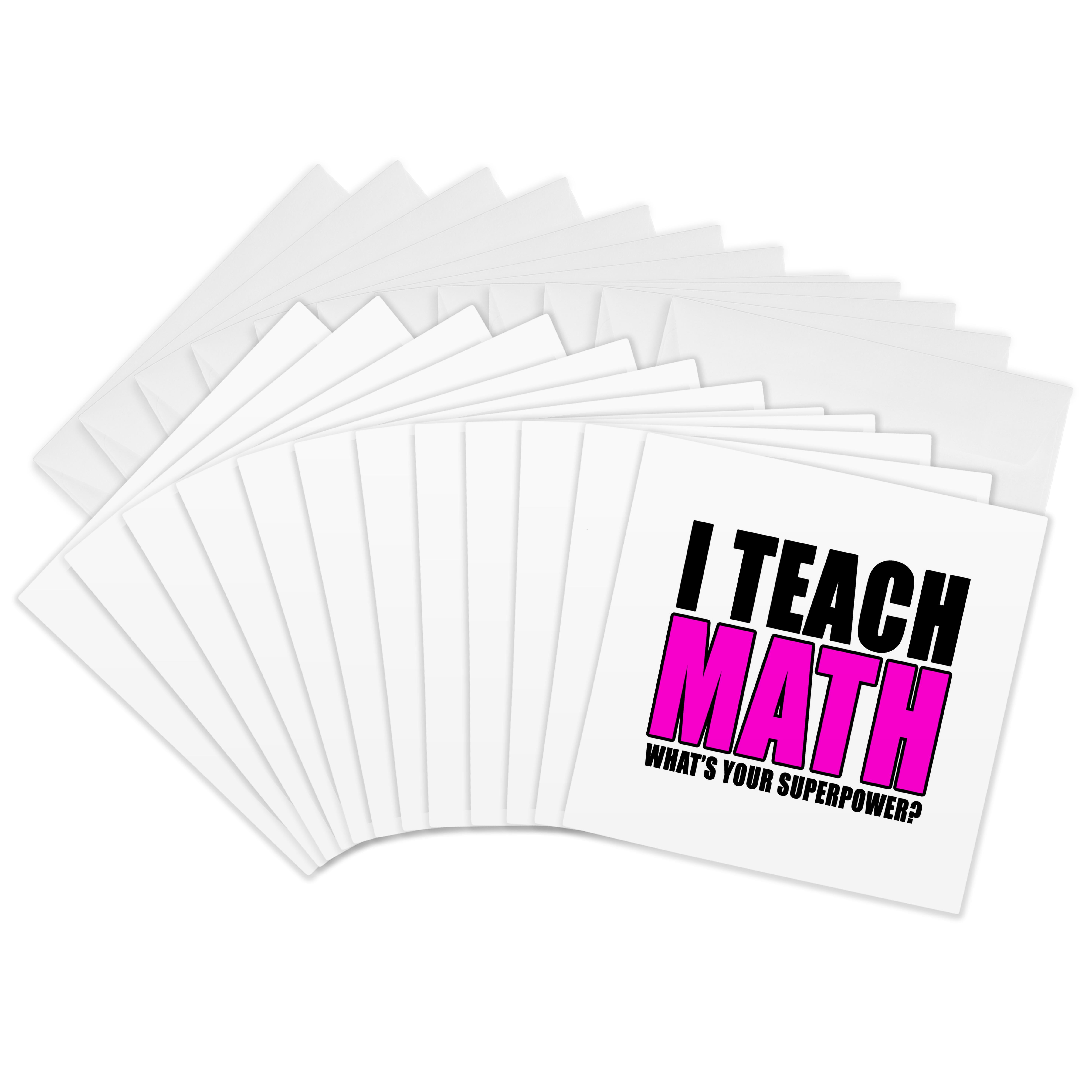 3drose, I Teach Math Whats Your Superpower Pink, 12 Greeting Cards with ...