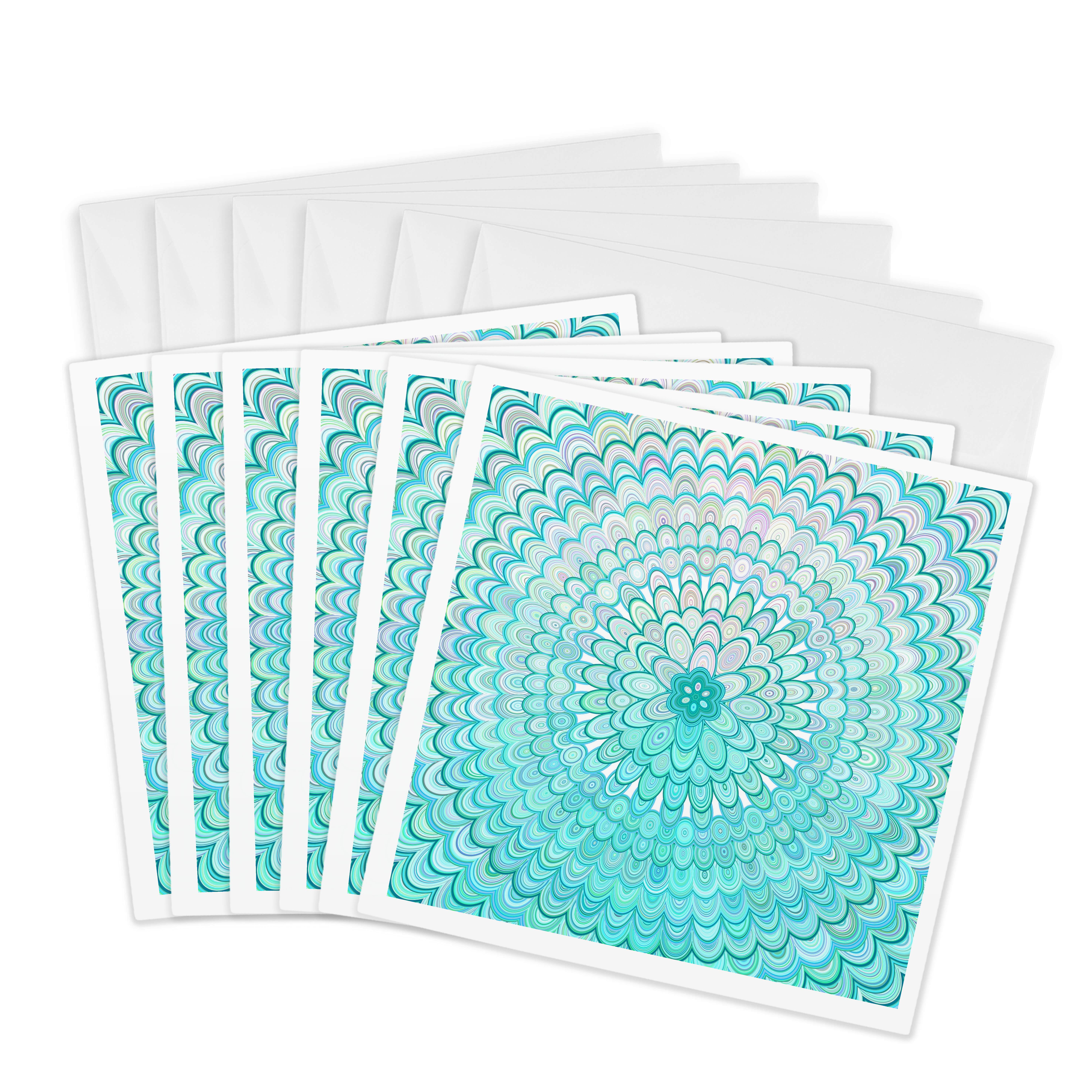 3drose, Ice Flower Mandala - Abstract Mandala Design in White and Blue ...