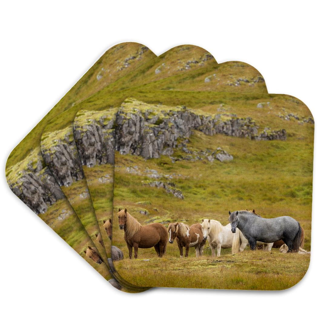 3drose, Iceland. Rugged Icelandic Horses Endure Tough Weather., Set of ...