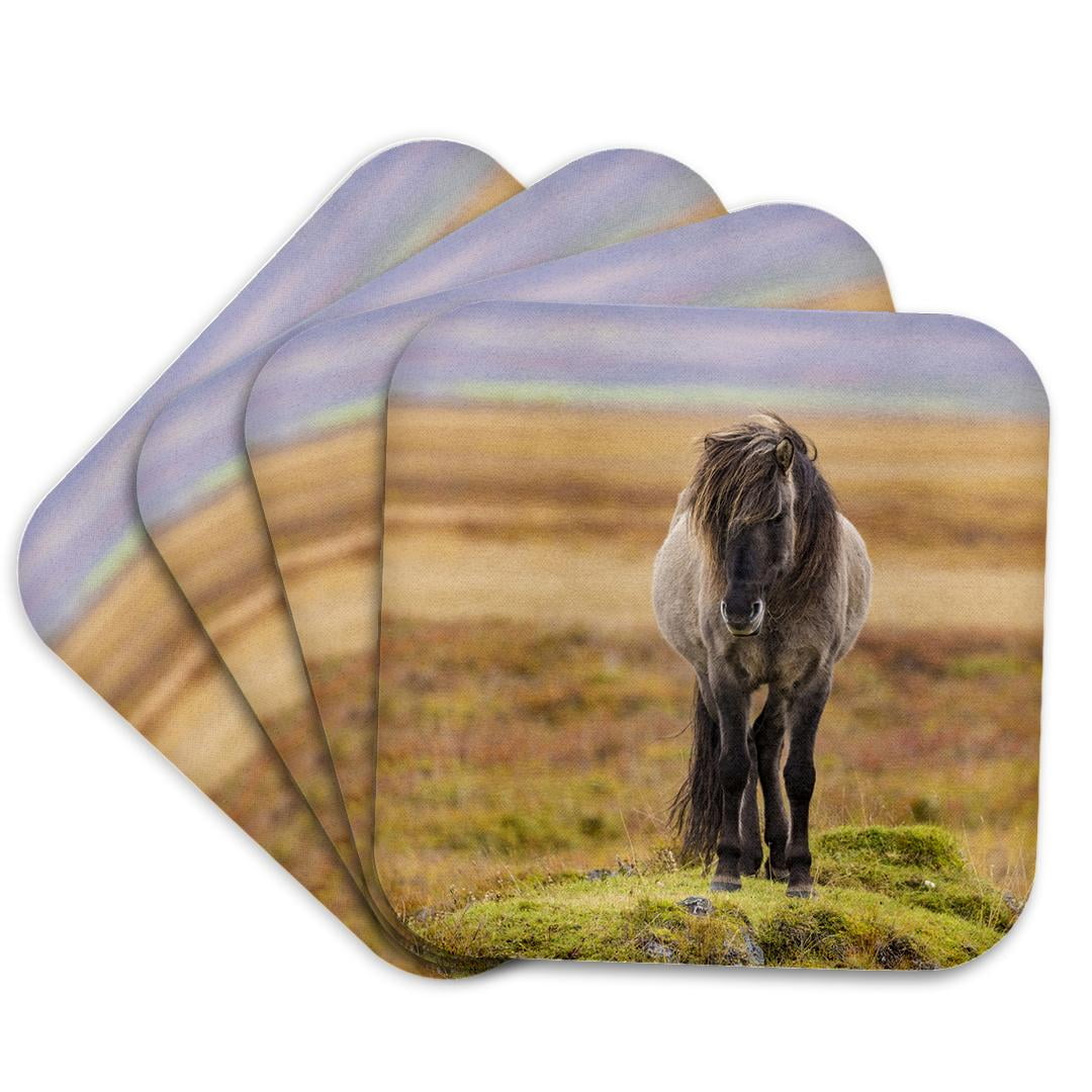 3drose, Iceland. Rugged Icelandic Horses, Set of 4 Coasters - Cork ...