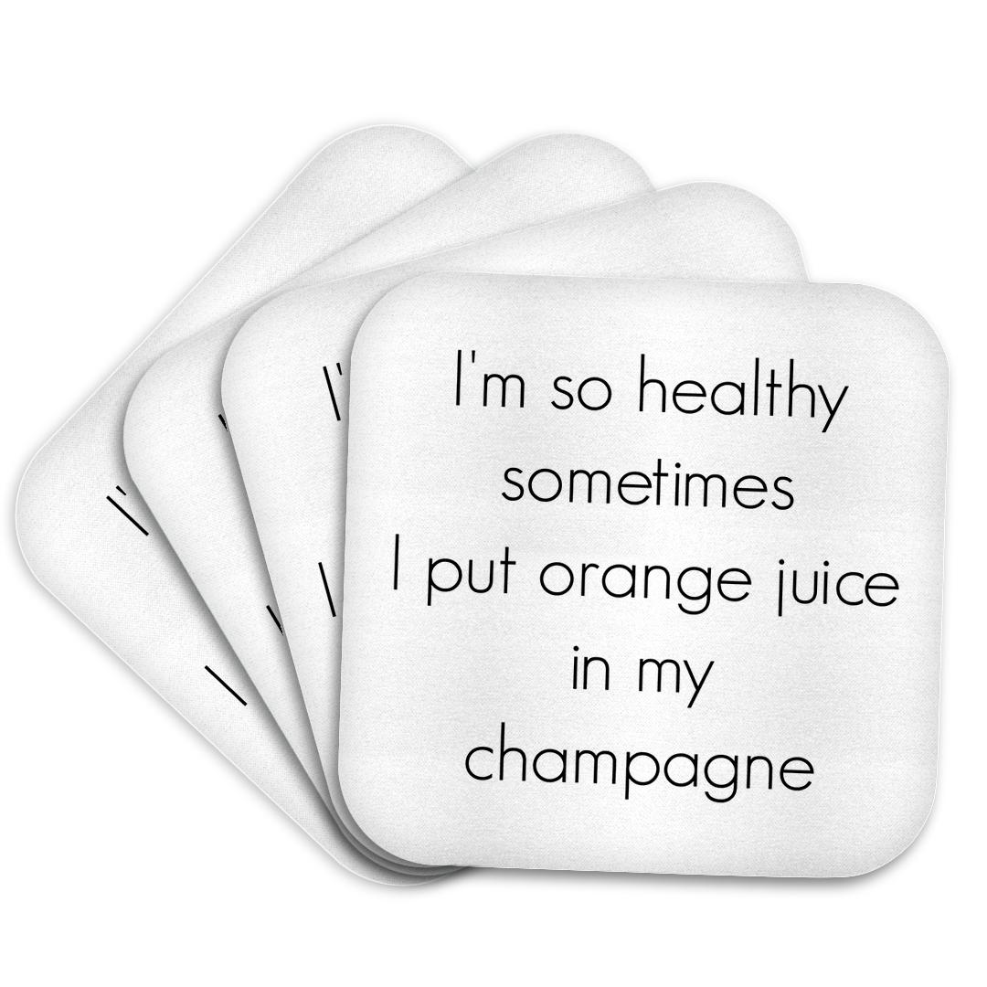 3drose, Im Healthy, I Put Orange Juice in Champagne, Set of 4 Coasters ...