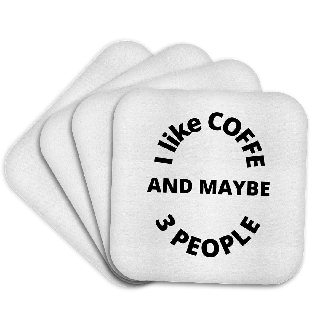 3drose, Image Text About Coffee and Liking People, Set of 4 Coasters ...