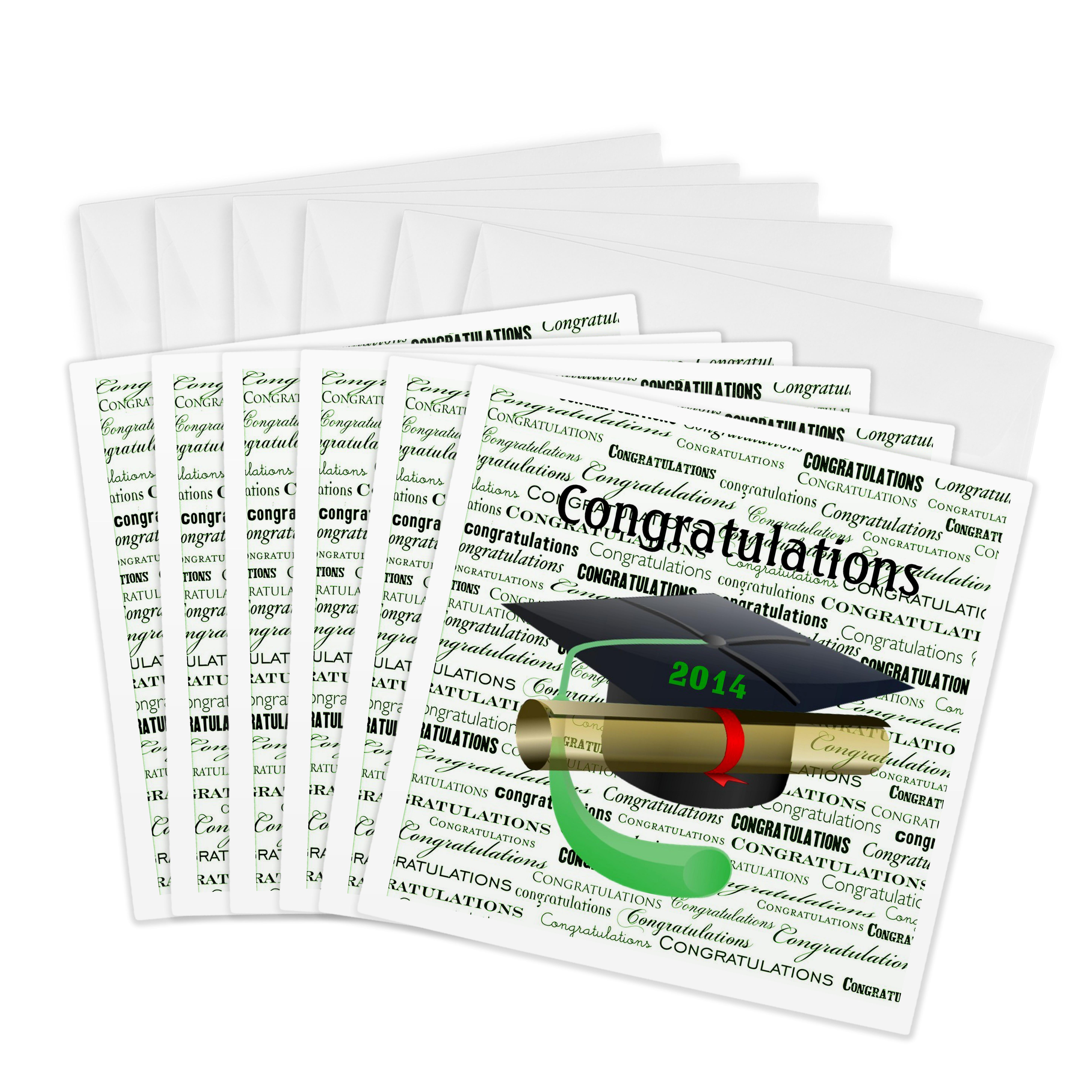 3drose, Image of 2014 Black Cap with Green Tassel Diploma on ...