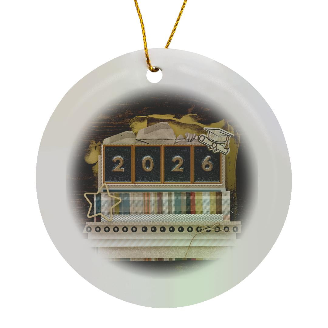 3drose, Image of 2026 Metal Look,grad Cap,diploma, Star, Paper, Bow ...