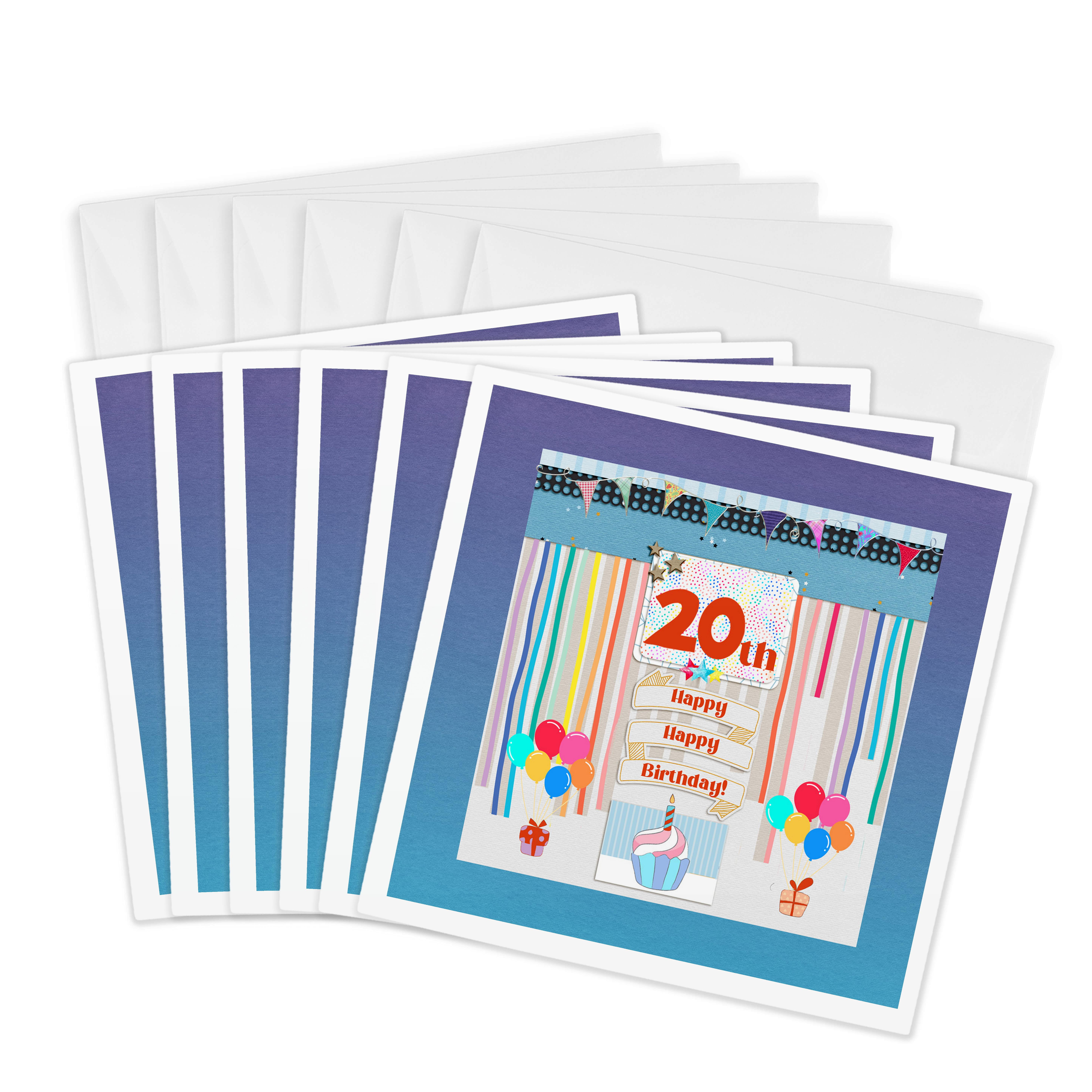 3drose, Image of 20th Birthday Tag, Cupcake, Candle, Balloons, Gift ...