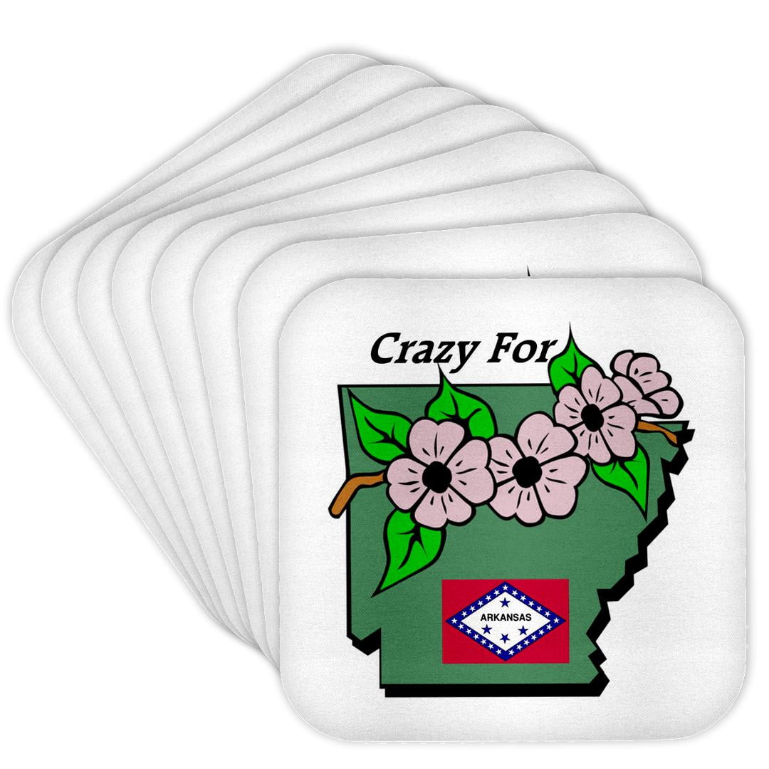 3drose, Image of Arkansas with Seal Flowers and Words Crazy For, Set of ...
