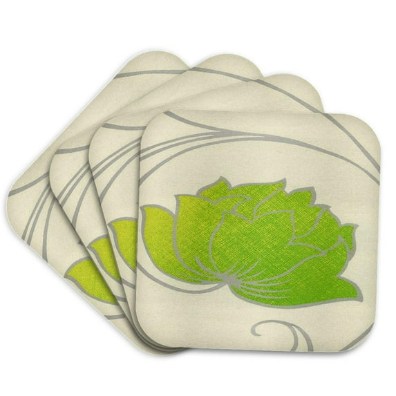 3drose, Image of Art Nouveau Bold Lime and Ivory Flower, Set of 4 ...