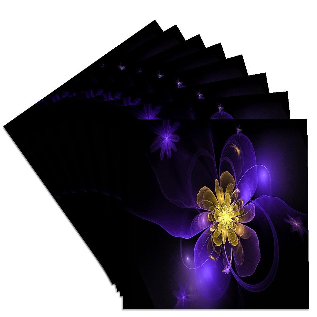 3drose, Image of Beautiful Purple Fractal with Gold Center Flower, Set ...