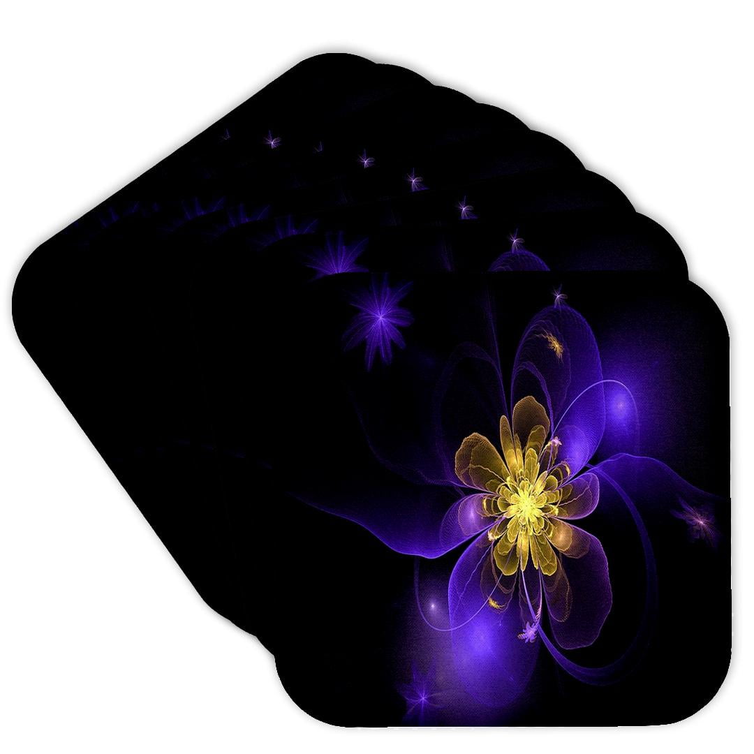 3drose, Image of Beautiful Purple Fractal with Gold Center Flower, Set ...