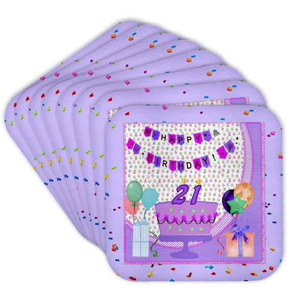 3drose, Image of Birthday Cake, Number 21 Candle, Flame, Balloons ...