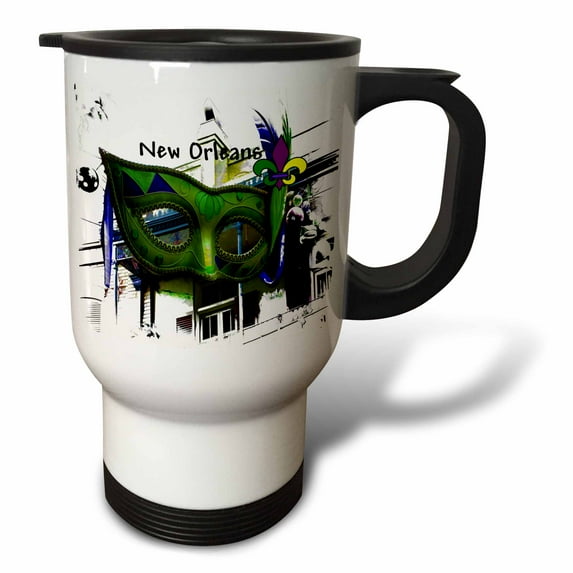 3drose, Image of Black and White Balcony with Green Mardi Gras Mask ...