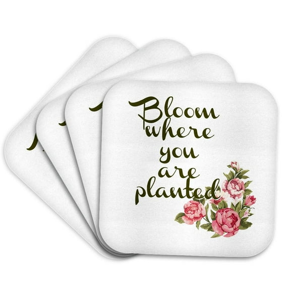 3drose, Image of Bloom Where You Are Planted Quote with Flowers, Set of ...