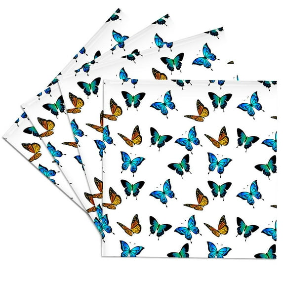 3drose, Image of Blue, Green, Brown Butterflies on White. Decorative ...