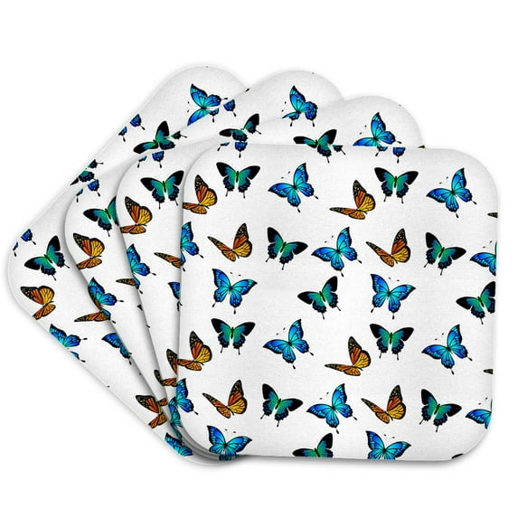 3drose, Image of Blue, Green, Brown Butterflies on White. Decorative ...