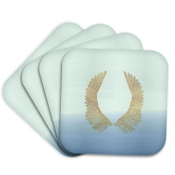 3drose, Image of Blue Ombre Gold Angel Wings, Set of 4 Coasters - Soft ...