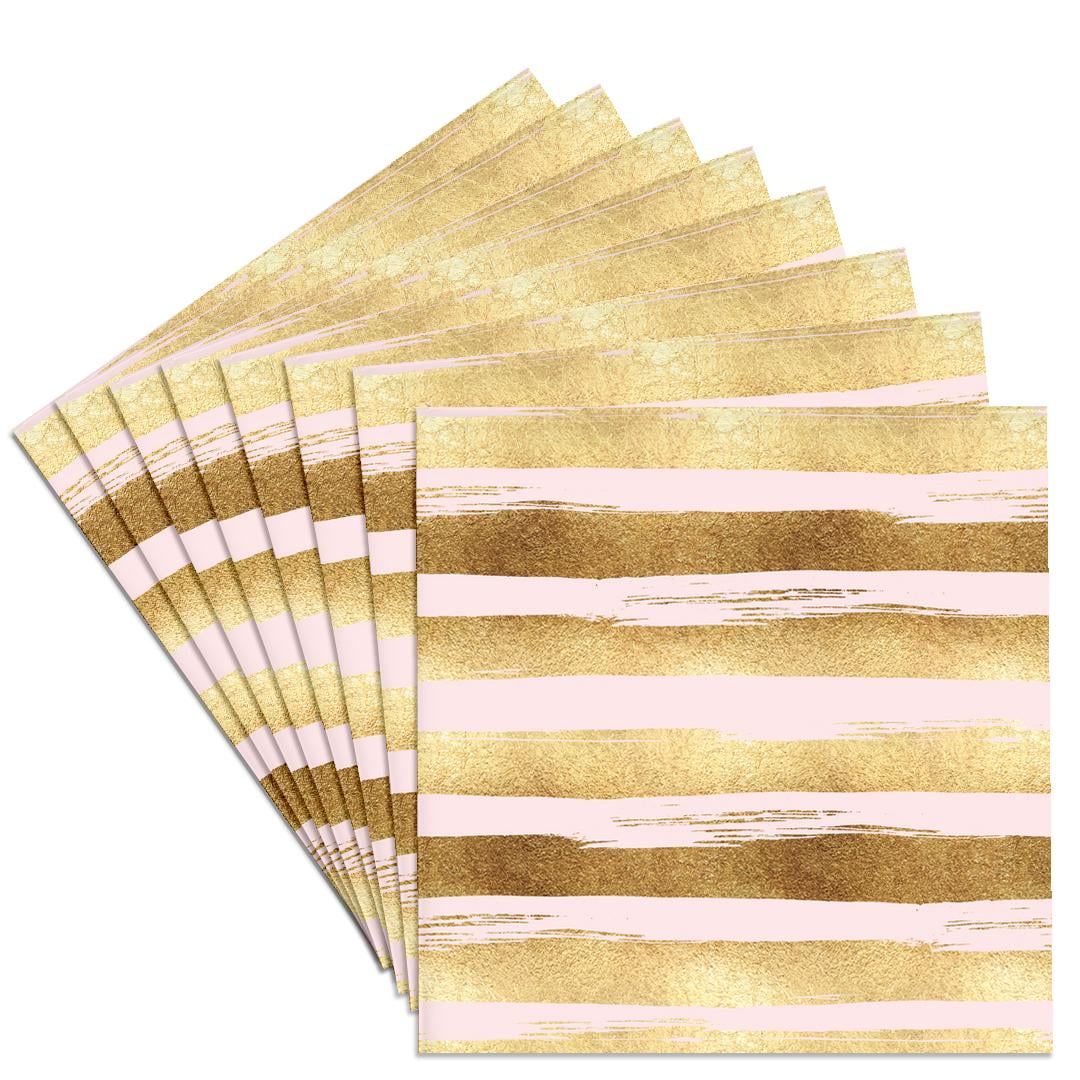 3drose, Image of Blush Pink Gold Glitzy Stripes, Set of 8 Ceramic Tile ...