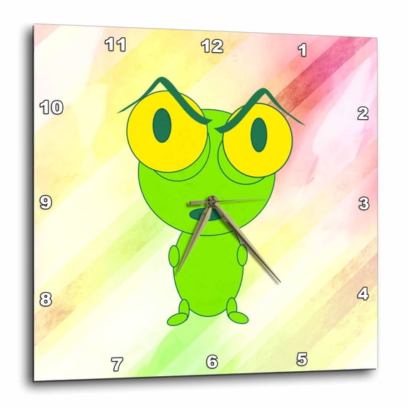 3drose, Image of Bug Eyed Cartoon Frog on Pastel Background, 13x13 Wall ...
