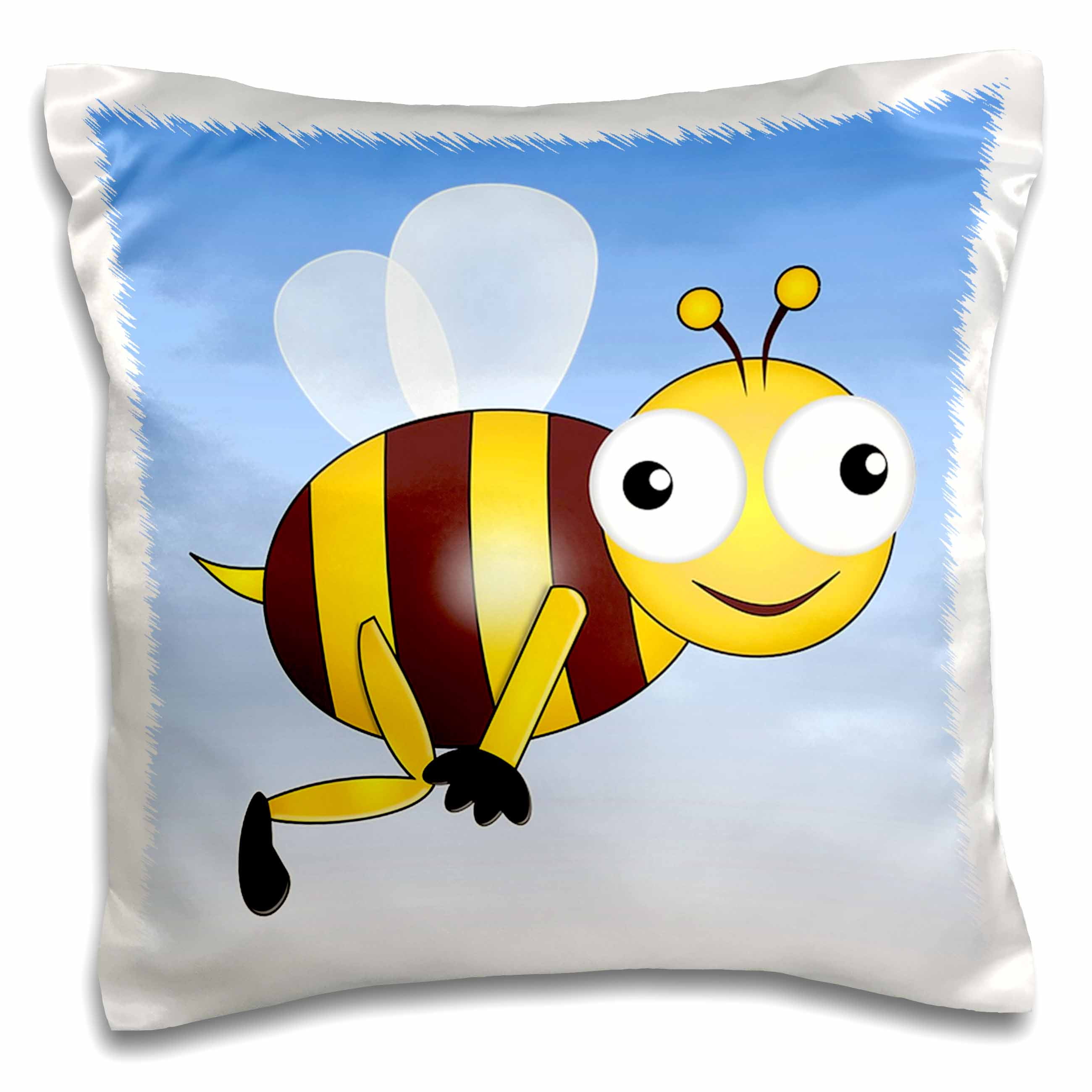3drose, Image of Cartoon Bumblebee Flying, 16x16 inch Pillow Case ...